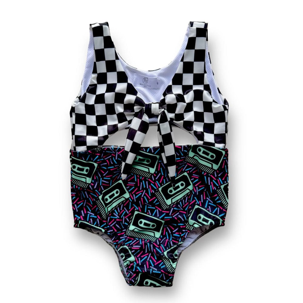 Best Day Ever Kids Rewind Swimsuit - Monokini Style with Retro Print